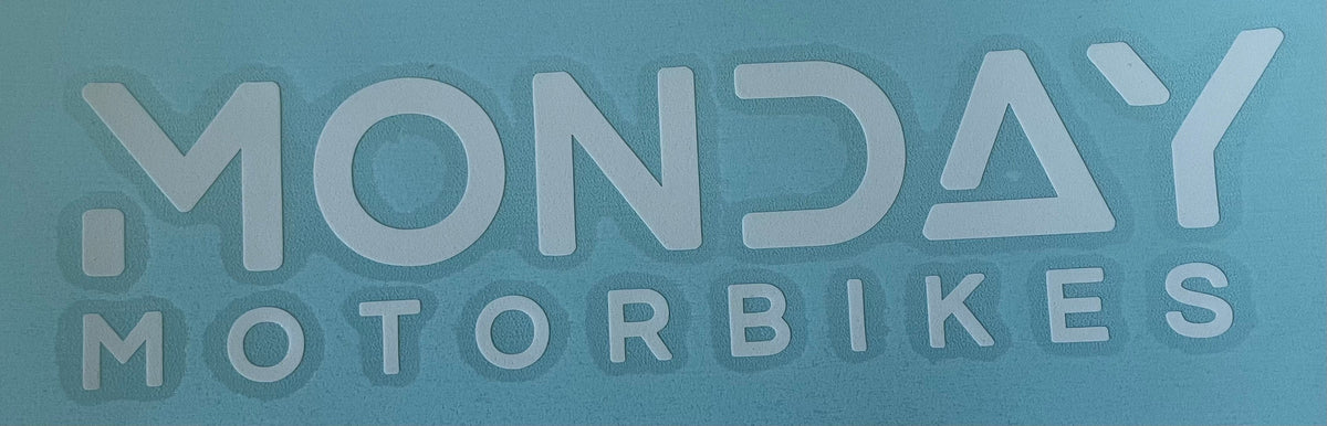 Logo Transfer Stickers - White | Monday Motorbikes